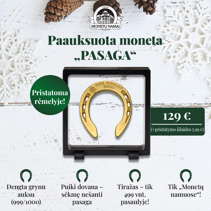 Auksu dengta moneta „Pasaga“ | UAB „Monetų namai“