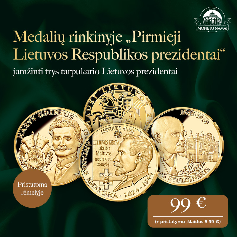Paauksuotų medalių rinkinys „Pirmieji Lietuvos Respublikos prezidentai“